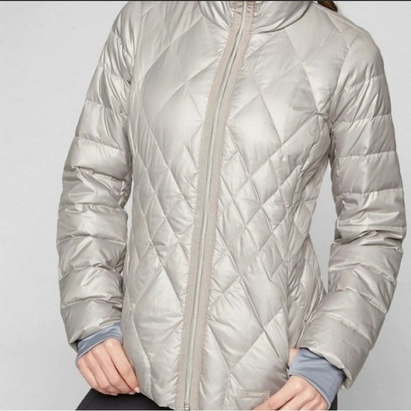 Athleta | Jackets & Coats | Athleta Responsible Down Gray Jacket Pebble ...